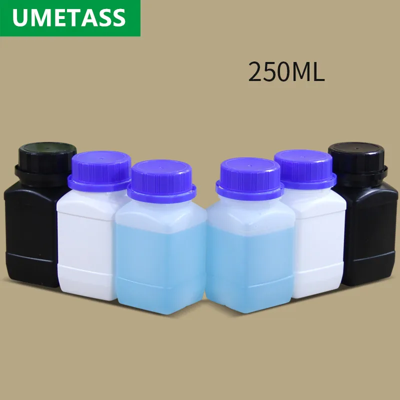 10PCS 250ML Wide Mouth Square Bottles ink Powder Storage Bottle Food ...
