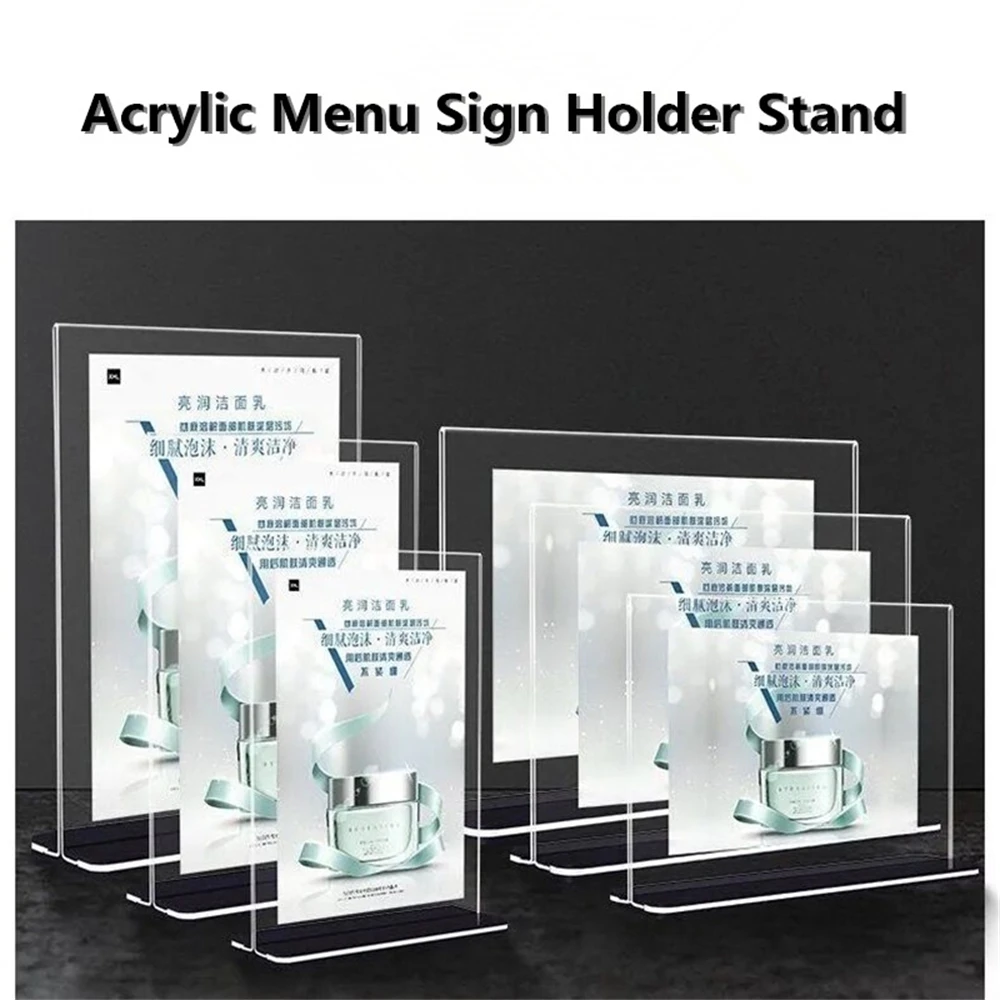 A5 Acrylic Table Menu Sign Holder Stand Paper Photo Display Frame ...