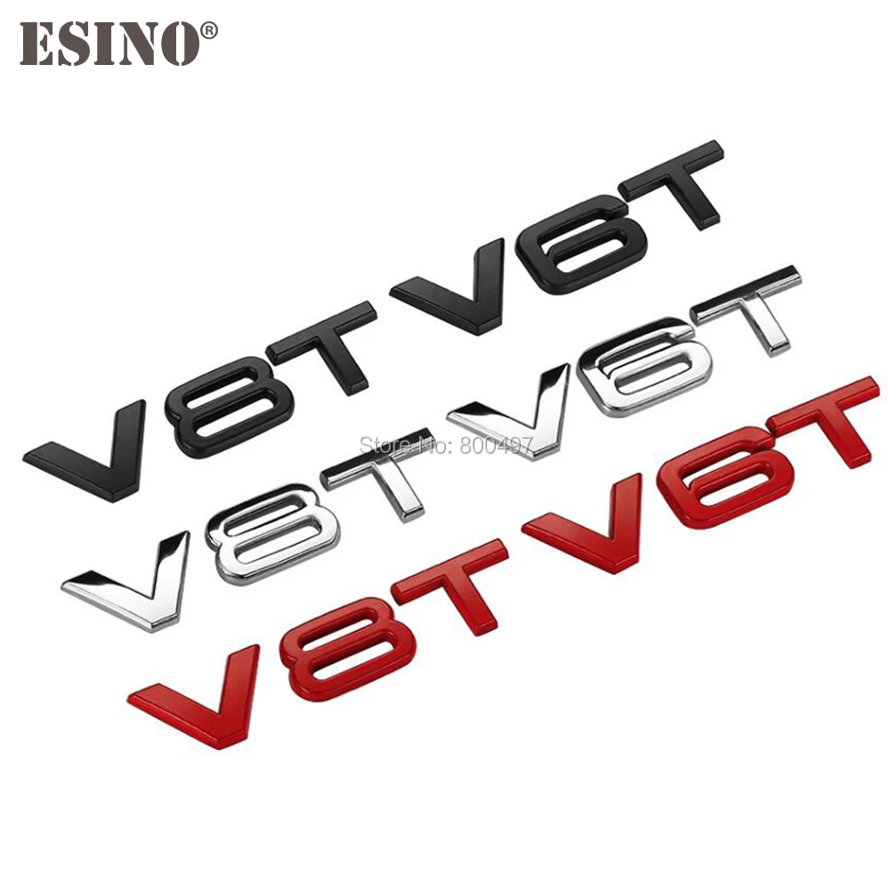 New Car Styling V6T V8T 3D Metal Chrome Zinc Alloy Emblem Car Badge ...