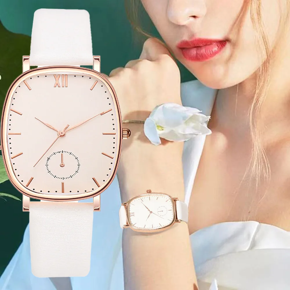 Simple Square Women Watches Fashion Casual Ladies Leather Wristwatches ...