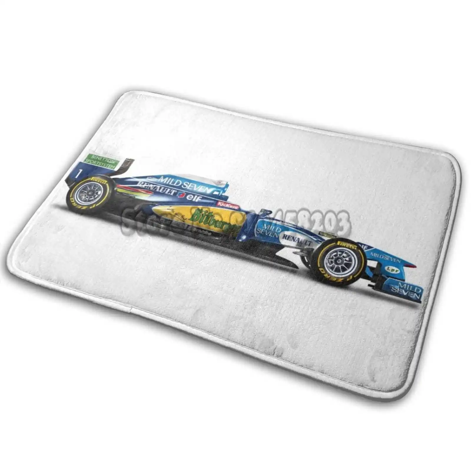 Blue And Yellow F1 Floor Mat Decor Door Rugs For Bedroom Kitchen Anti ...