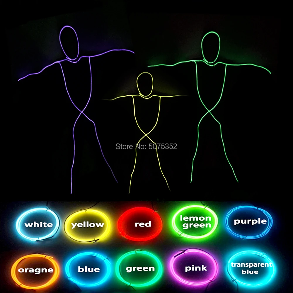 Fashion New Neon Light Up Clothing Dance El Wire Suit Led Costume Men ...