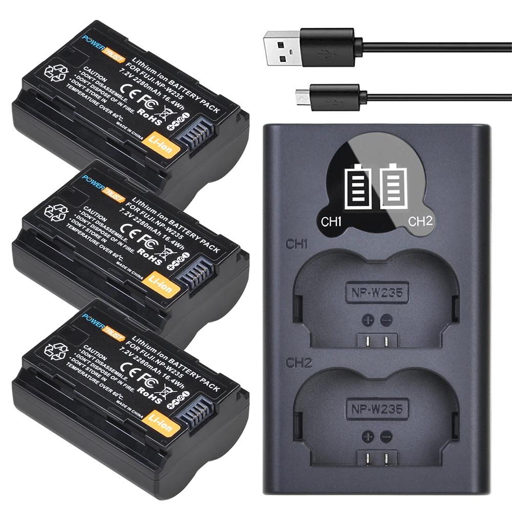 2280mAh NP W235 NP W235 Camera Battery+New LED USB Dual Charger with ...