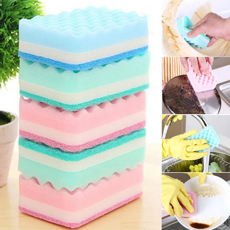 5Pcs Cleaning Dishwashing Sponge Kitchen Cleaning Tools Dishwashing ...