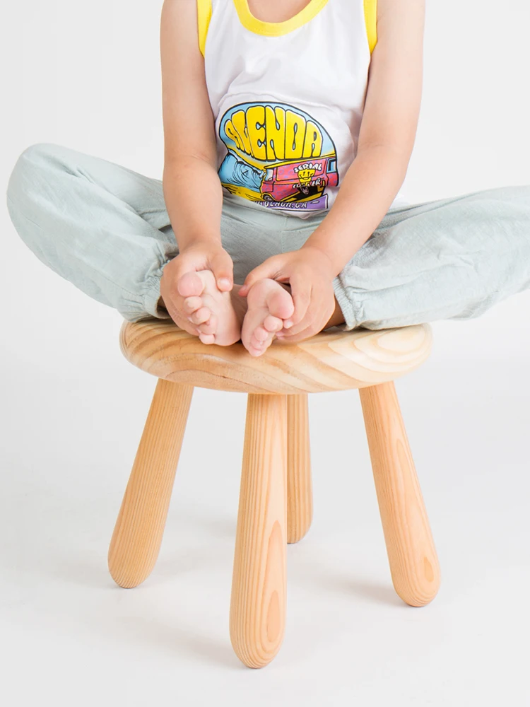 kids stool Solid wood stool home Low stool round step stool ...