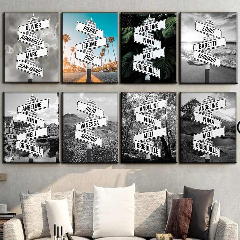 Affiche-de-rue-personnalis-e-avec-Intersection-avec-2-5-noms-Dates ...