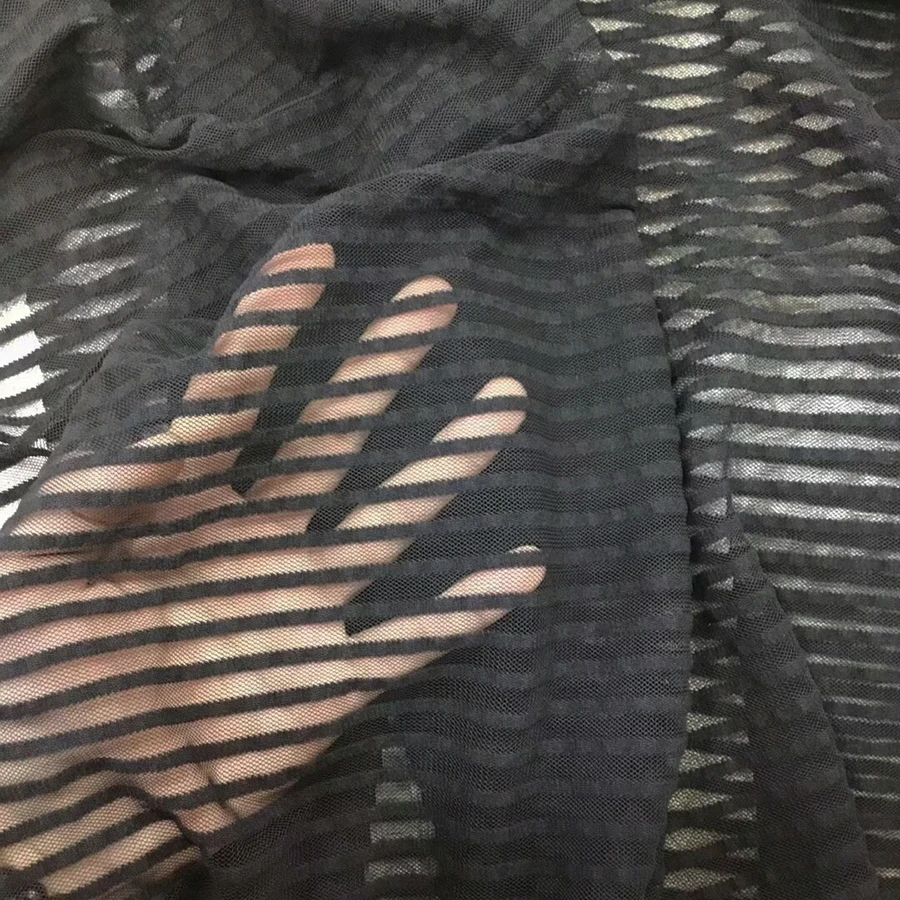 Designer-Crepe-Mesh-Fabric-White-and-Black-Stripe-French-Fashion-Show ...