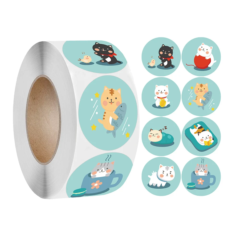 100-500pcs Lovely Cat stickers Sealing labels Reward sticker for school ...