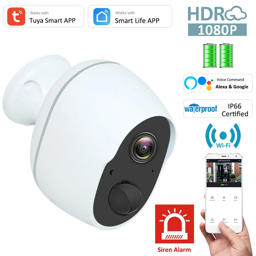 Tuya Smart Life 6000mah Rechargeable Battery Ip65 Outdoor Wireless Wifi ...