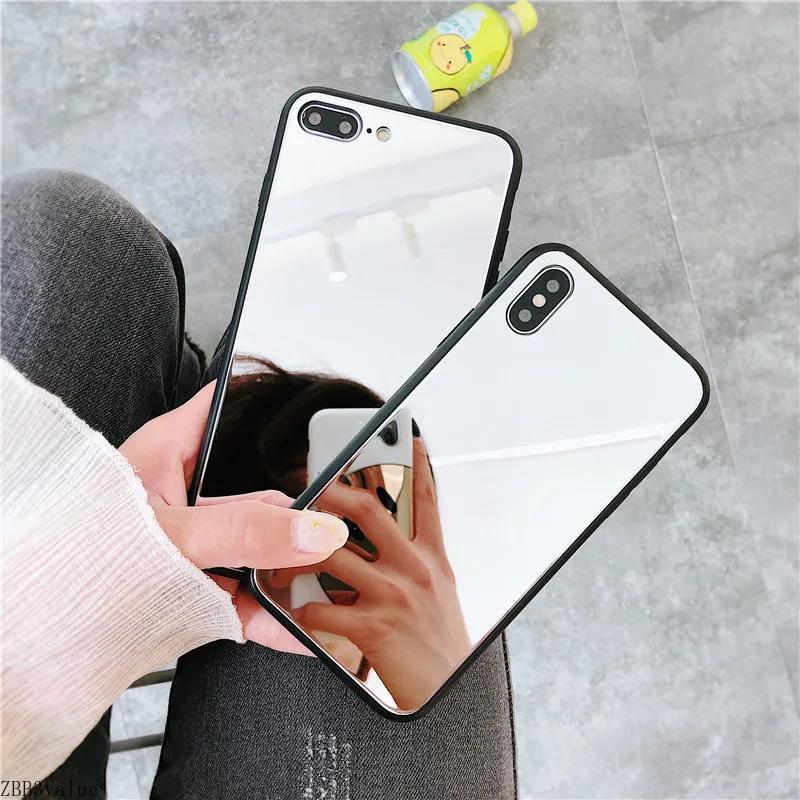 Mirror Phone Case For Iphone 13 12 11 Pro Max 8 7 Plus 6s Black Edge ...