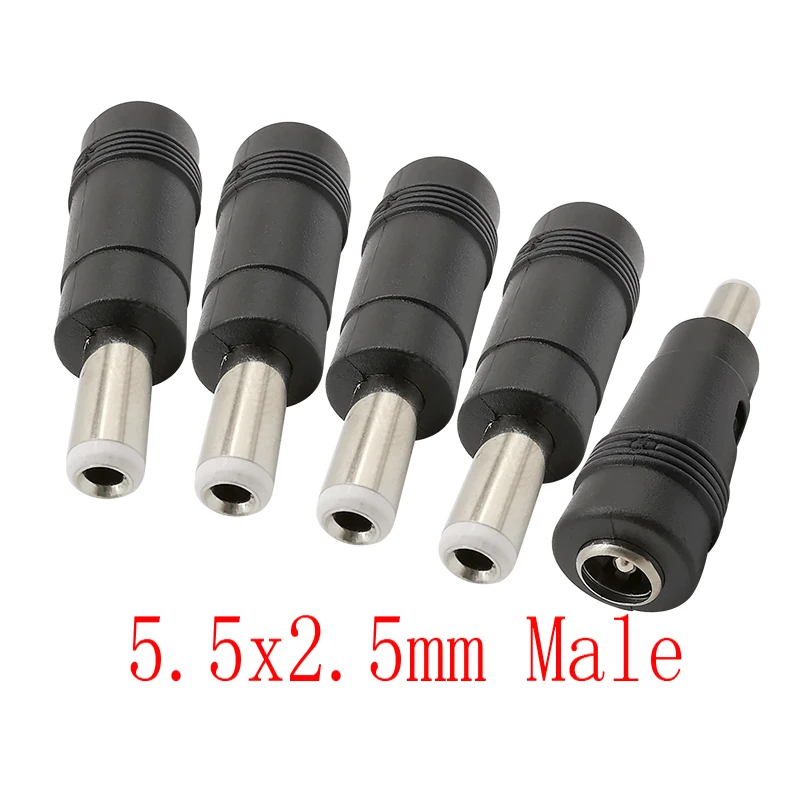 5/2/1Pcs DC Female 5.5x2.1mm to Male 5.5mmx2.5 mm DC Power Plug Jack ...
