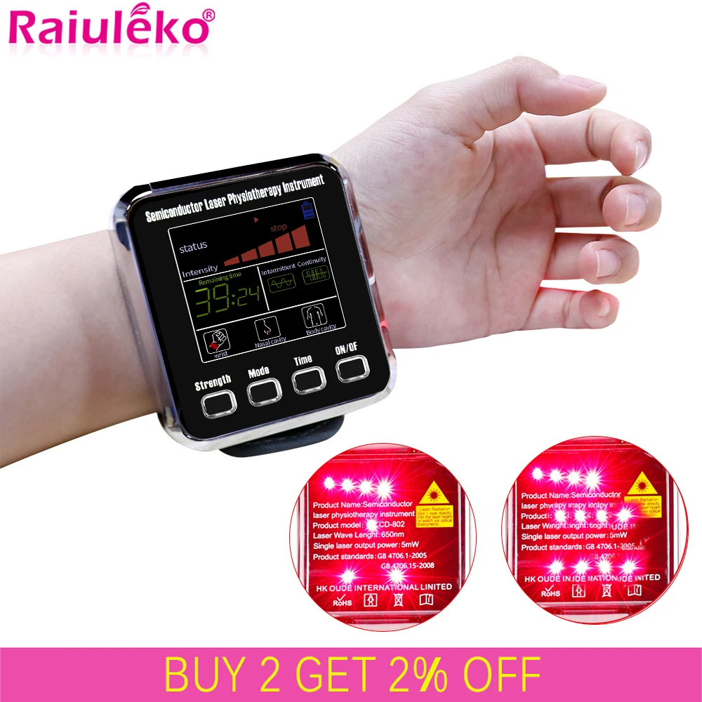 12/7 Holes 650nm Laser Therapy Watch LLLT Wrist Watch For Diabetes ...