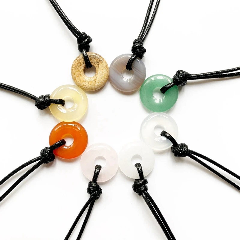 Natural-Stones-Jewelry-Round-Crystal-Pendant-Circle-Stone-Lucky ...