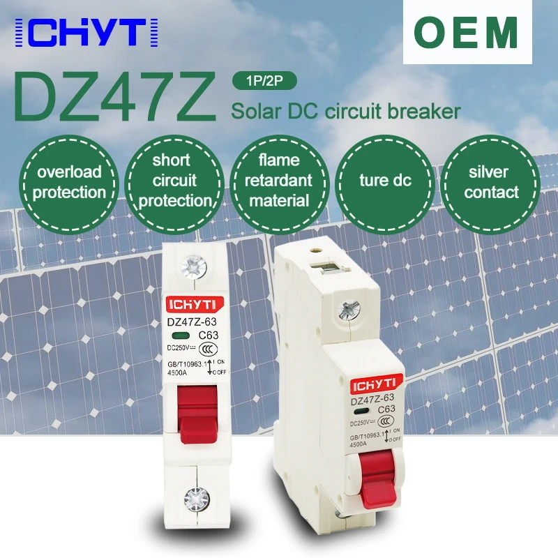 1P DC 12V 250V Solar Mini Circuit Breaker 6A 10A 16A 20A 25A 32A 40A ...