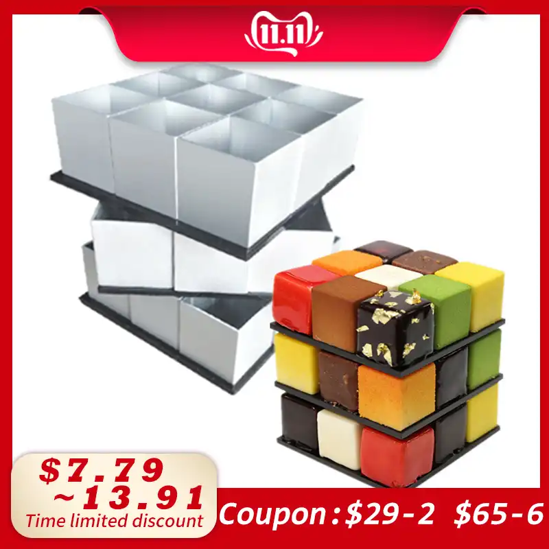 Stainless Steel Cake Mould Cube Cake Mold Set Dessert Mold Fondant Cake ...