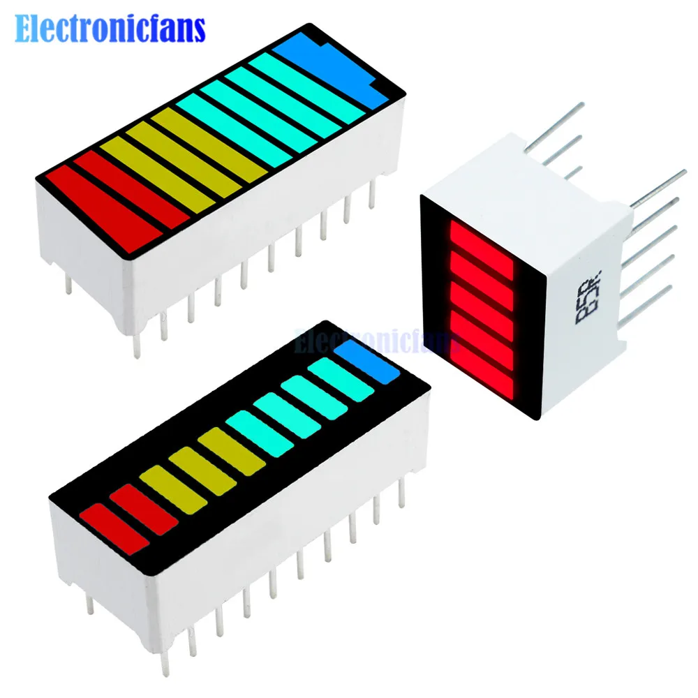 10 Segment LED Bar Light Display Red Yellow Green Blue 5 Segment Red ...
