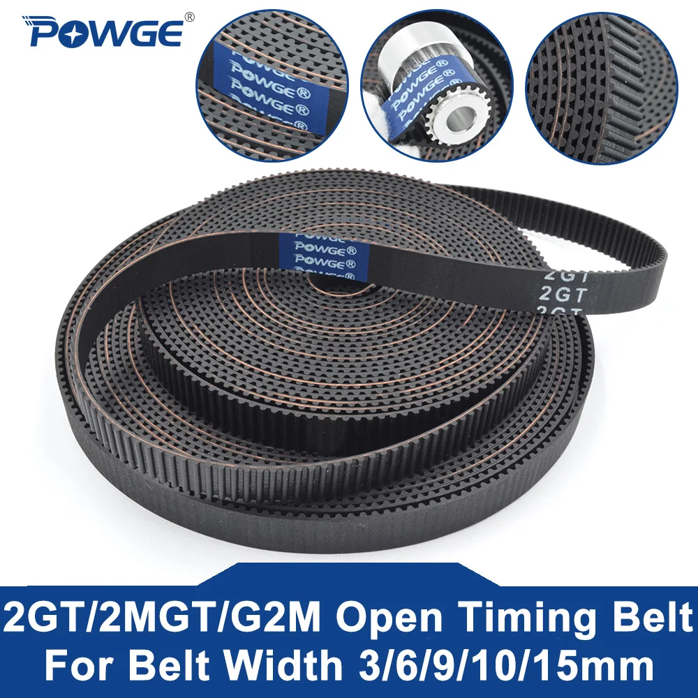 POWGE 2MGT 2M 2GT Open Synchronous Timing belt width 3/6/9/10/15mm Rubber Samll Backlash GT2 2GT ...
