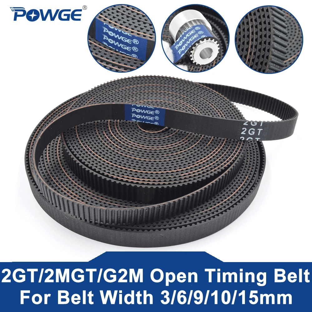 POWGE 2MGT 2M 2GT Open Synchronous Timing belt width 3/6/9/10/15mm ...
