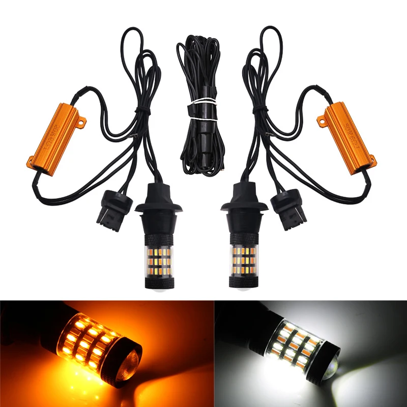 2X Car LED Dual Color 1156 BA15S P21W BAU15S PY21W 7440 W21W T20 4014 ...