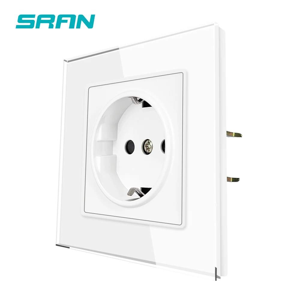 SRAN-Eu-Power-Socket-220V-16A-82-82mm-Glass-Wall-outlet-Russia-Euro ...