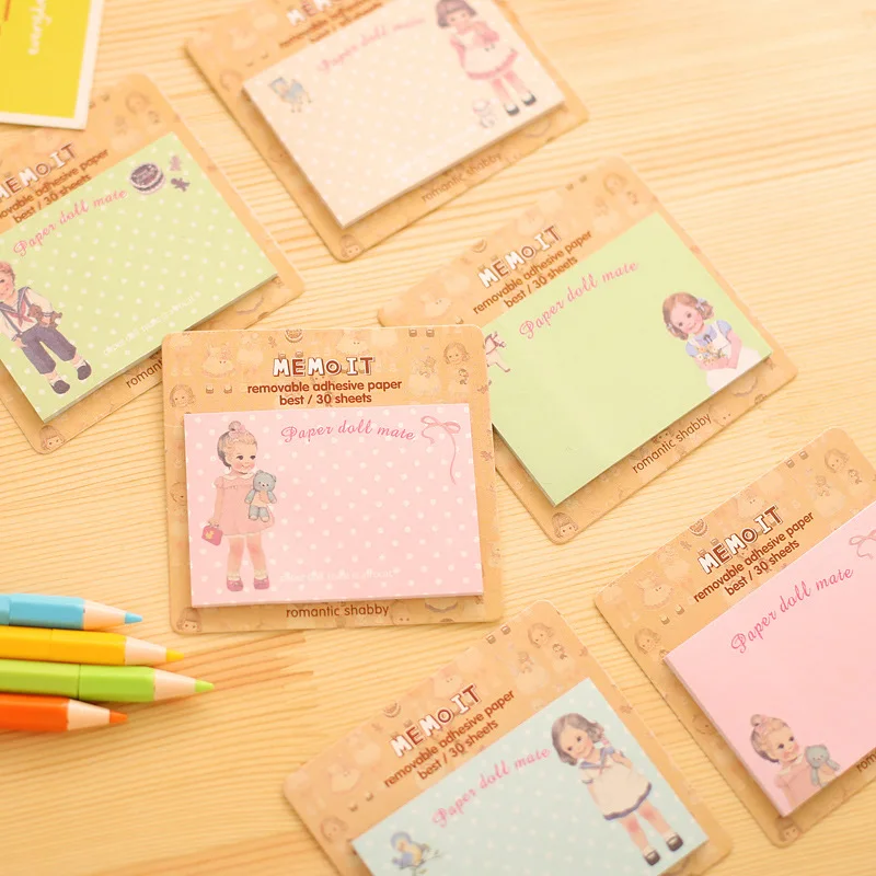 60-pcs-Lot-Paper-doll-mate-Memo-pad-Post-sticky-notes-Baby-doll-for ...