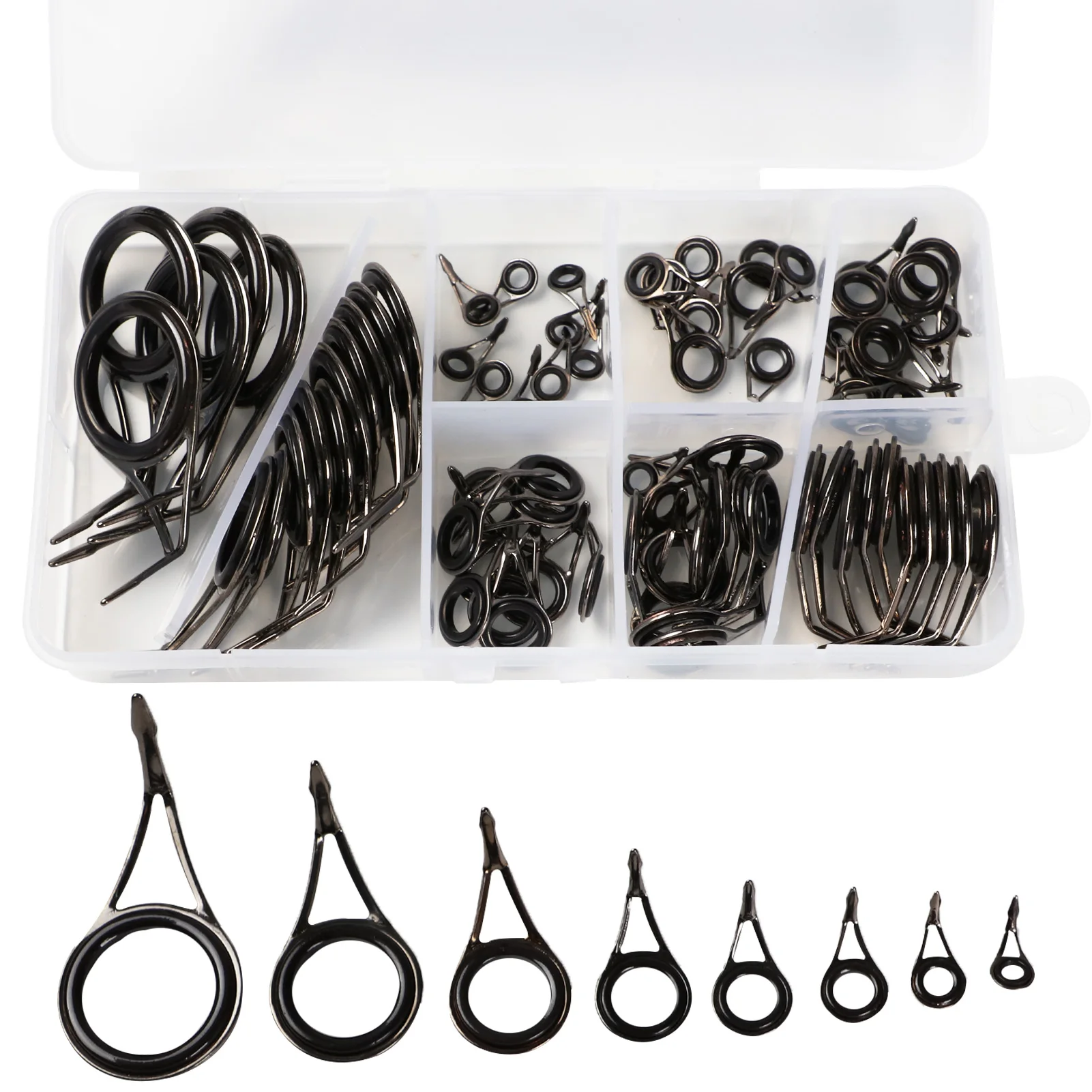 Mix Size 75pcs Fishing Rod Rings Eye Repair Kit DIY Stainless Steel ...