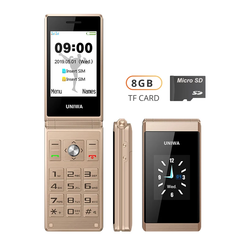 UNIWA X28 мобильный телефон с откидной крышкой GSM Большой кнопочный ...