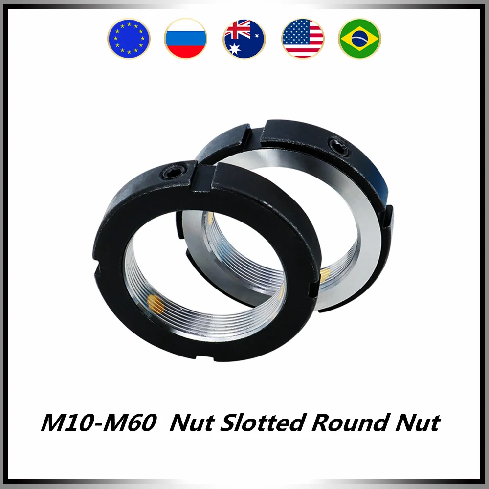 M10-M60-2Pcs-lot-Nut-Slotted-Round-Nut-45-Steel-Round-Nut-Round ...