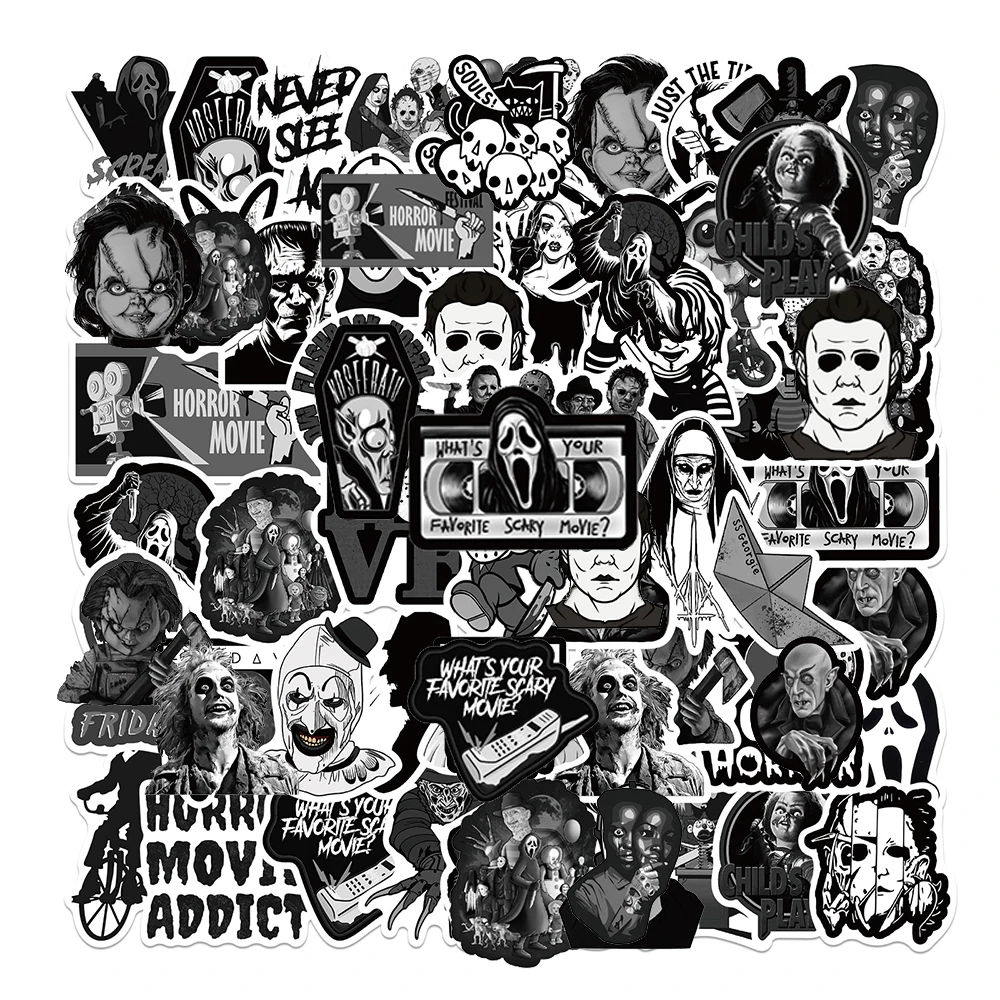 10-30-50PCS-Cool-Black-and-White-Horror-Movie-Character-Stickers-DIY ...