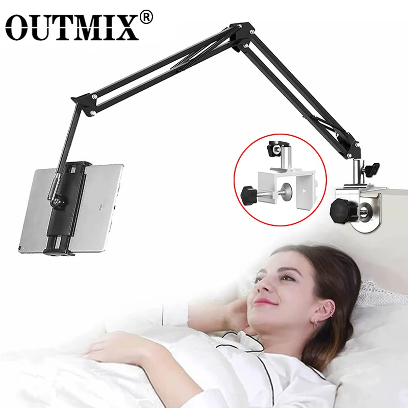 Adjustable Arm Tablet Stand Bed Table Mount Holder 360 Rotation Tablets ...