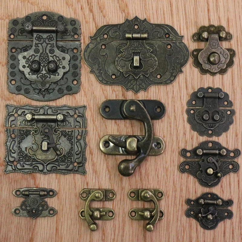 Antique Jewelry Box Gift Box Wooden Wine Cases Hasps Latch Vintage ...