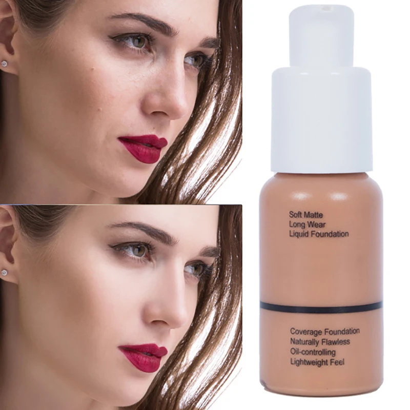 Matte Face Cream Concealer Pump Design Full Cover Liquid Foundation ...