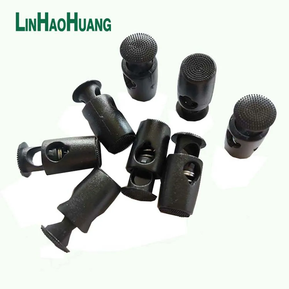 100pcs Small Black Plastic Toggle Spring Clasp Stop Single Hole String ...