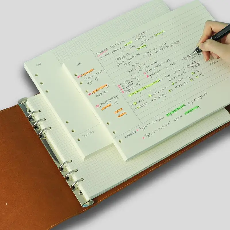 A4 Mind Map Notebook Loose-leaf Hand Ledger Student Cornell Grid Grid ...