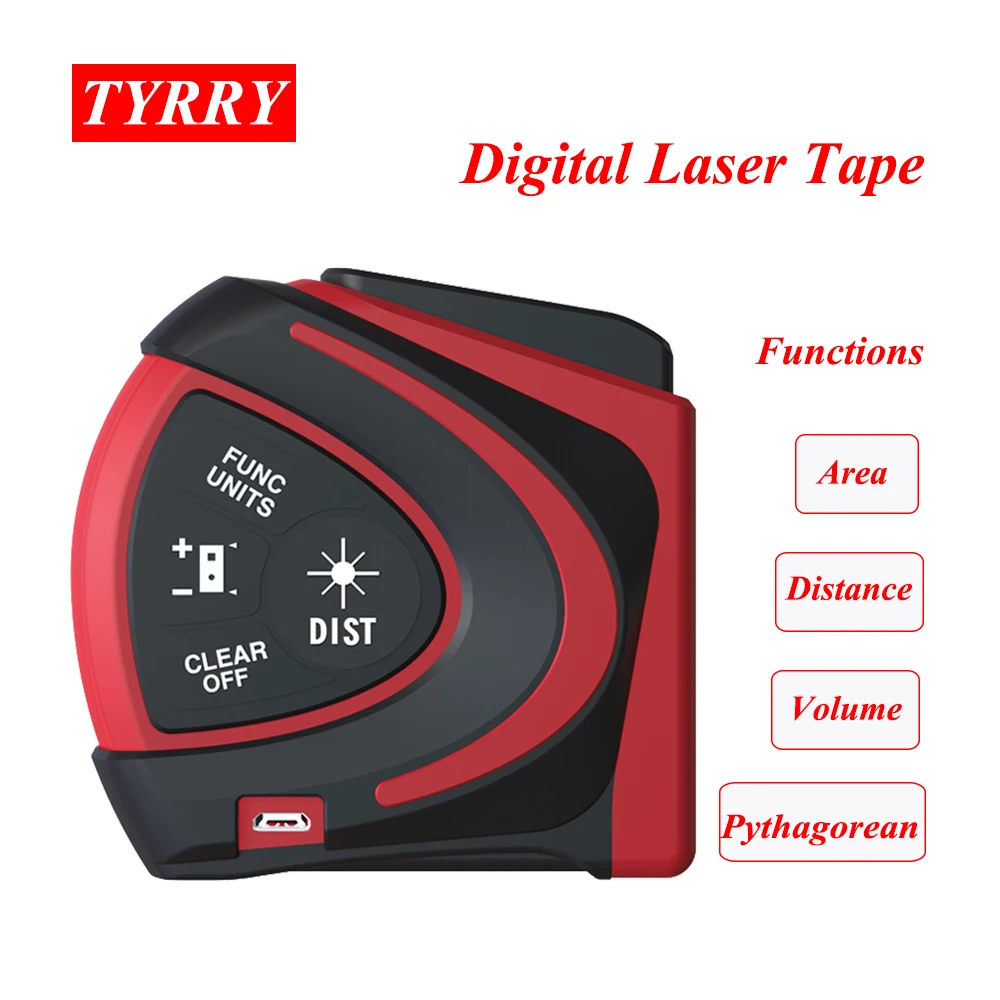 30m medidor de distância a laser com 5m fita de medição 2 em 1 digital ...