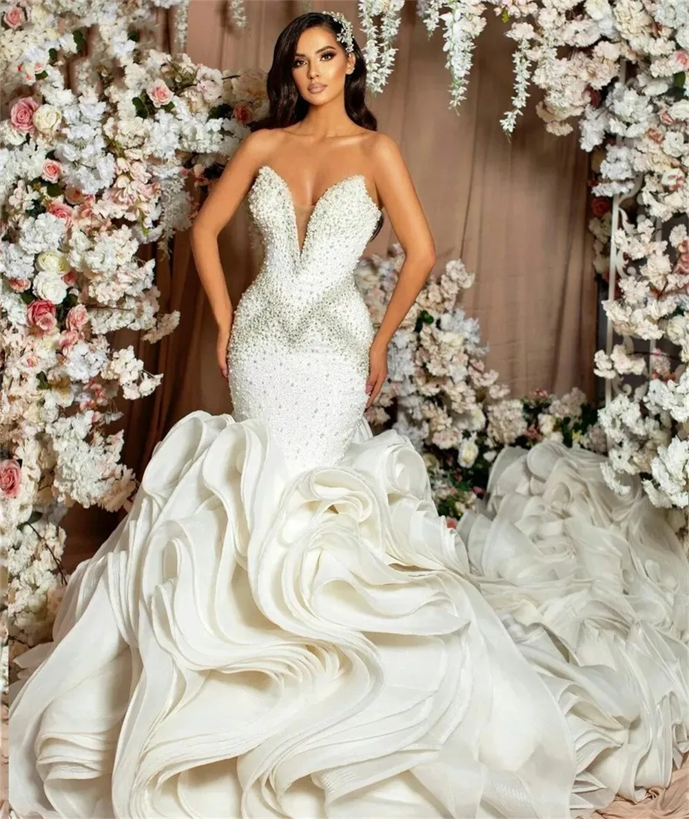 Strapless Mermaid Wedding Dresses With Diamonds