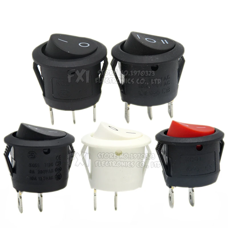 5PCS Push Button Switch 20MM SPST 2Pin 3pin 3A 250V KCD1-105 KDC1 ...