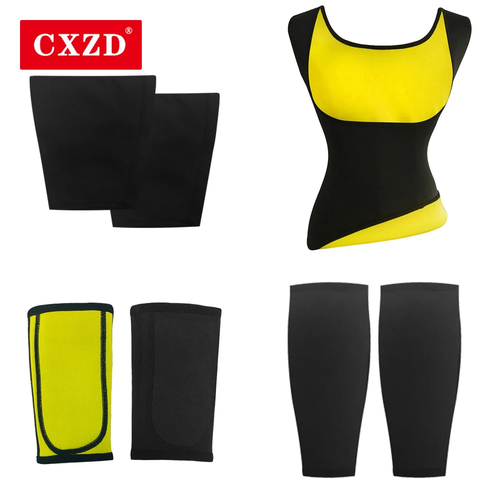 Cxzd 쉐이프웨어 네오프렌 땀 사우나 셰이퍼 조끼 슬리브 허벅지 종아리 여성 셰이퍼 레그 트레이너 모델링 슬리밍