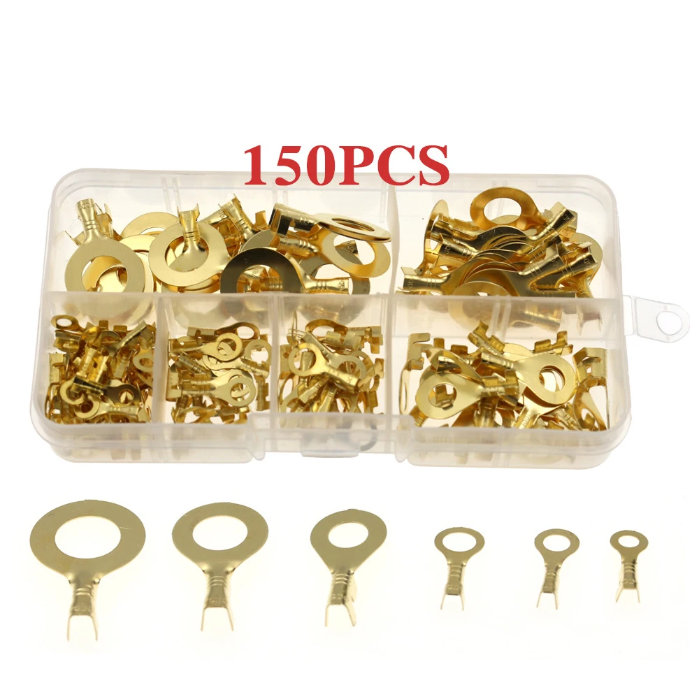 150PCS M3/M4/M5/M6/M8/M10 Ring Lug Ring Eye Copper Crimp Terminal Cable ...