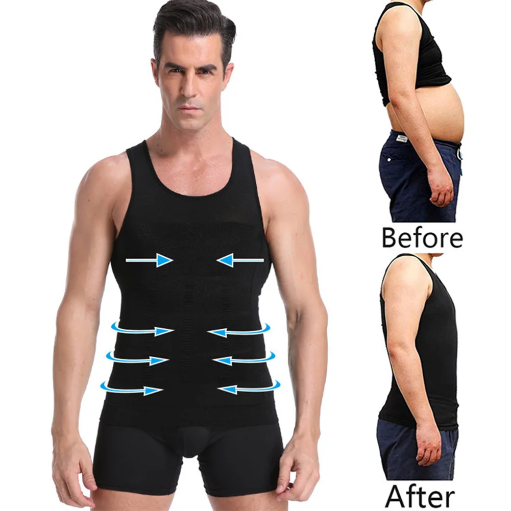 Homens emagrecimento corpo shapewear colete camisa de compressão ...