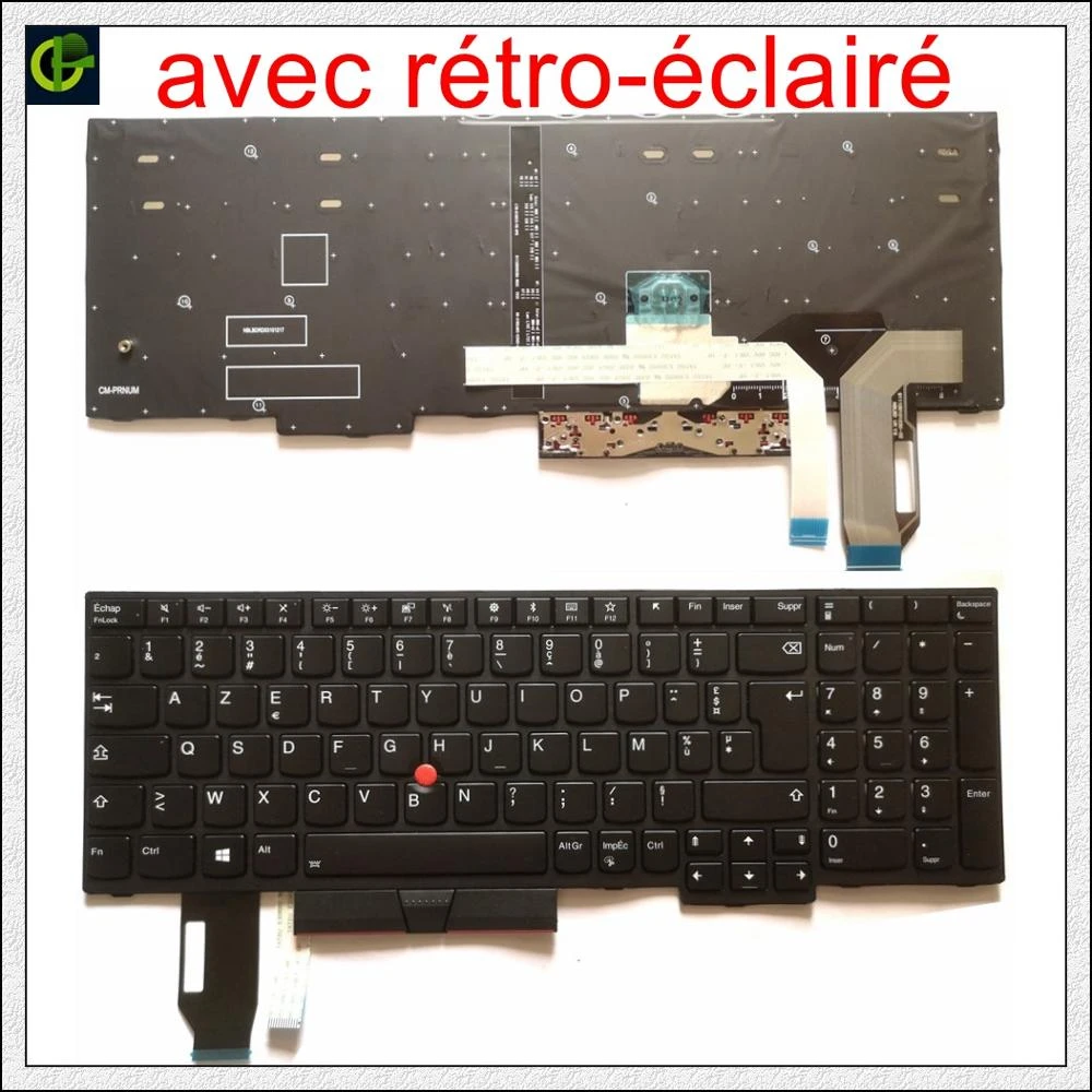 French Azerty Backlit Keyboard for Lenovo thinkpad E580 L580 L590 P52 ...