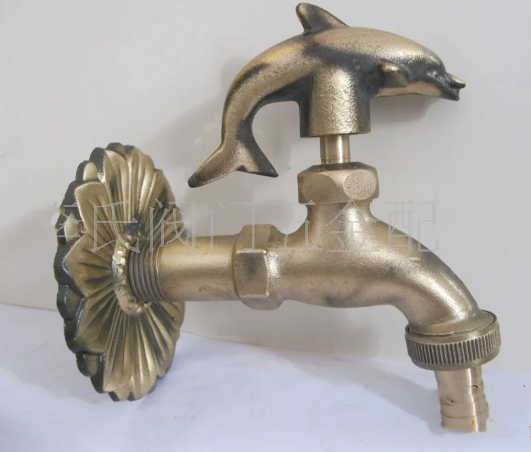 outdoor-garden-faucet-animal-shape-Bibcock-antique-brass-dolphin-tap ...
