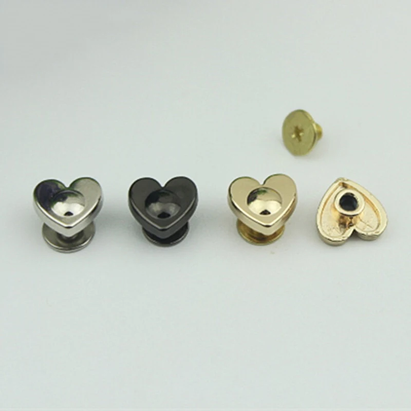10pcs Heart Shape Metal Screw Back Rivets For Diy Leather Studs Nail ...