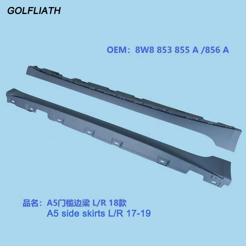 AUDI A5 B9 4 도어 용 교체 2017 2019 PP 도색되지 않은 사이드 스커트 bodykit 8W8 853 855A ...