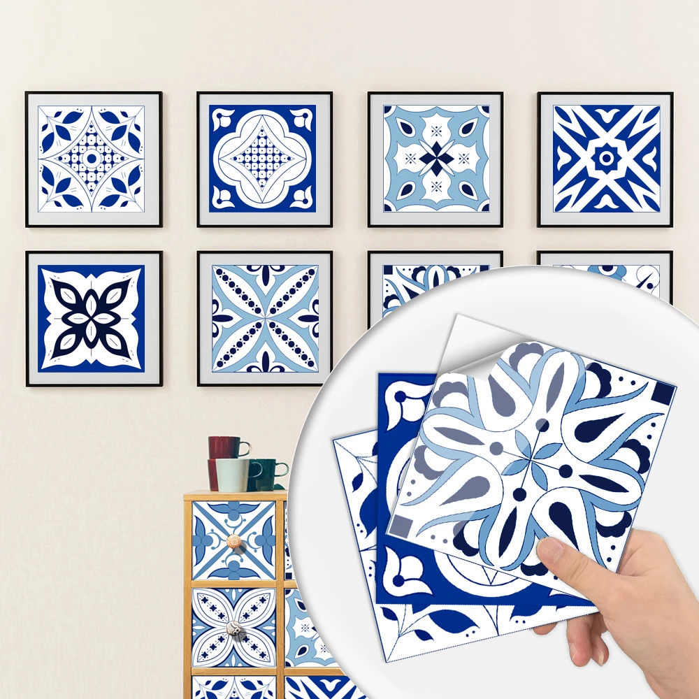 10pcs-Set-Blue-Mediterranean-Style-Hard-Tiles-Wall-Sticker-Kitchen ...