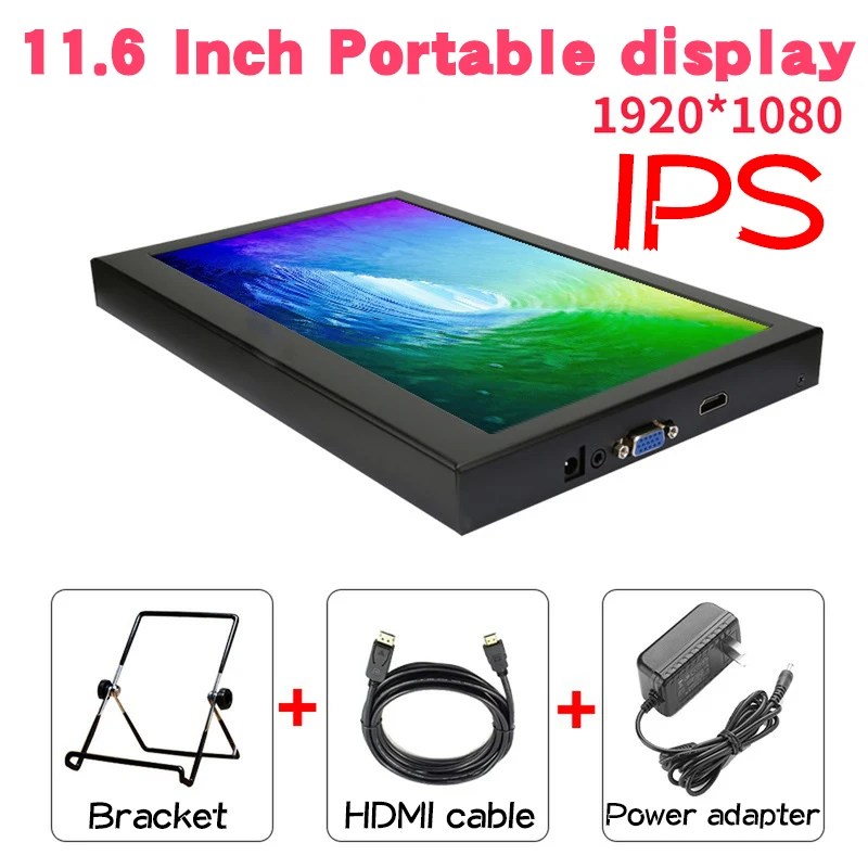 Monitor portátil VGA de 11,6 pulgadas, mini HDMI, compatible con ...