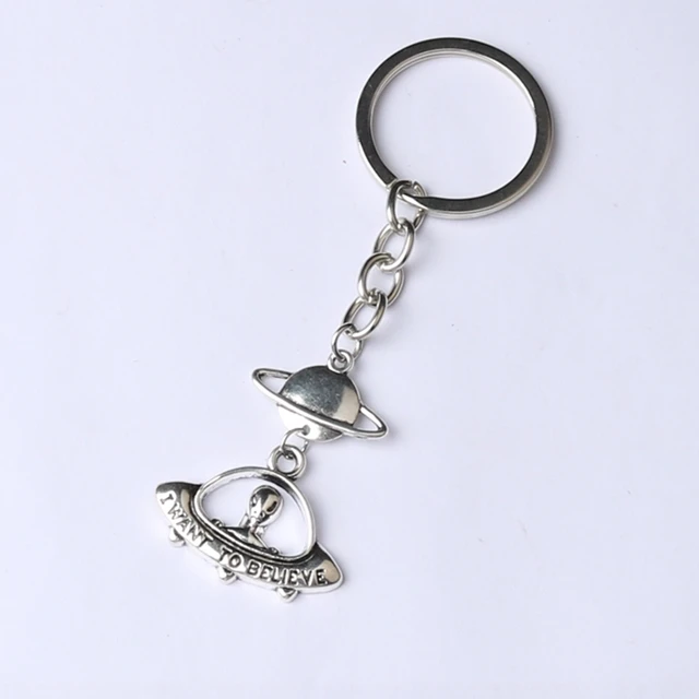 Laser Cut Acrylic Alien Head Key chain, Fluorescent Green Alien key ...