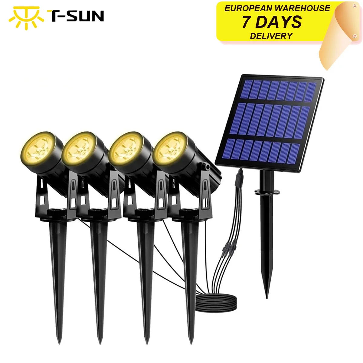 T Sunrise LED Solar Light Waterproof Solar Pathway Lighting COB Outdoor ...