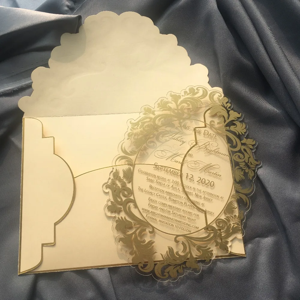 Curve Acrylic Wedding Invitations Card Wedding Favor High Quality Uv ...