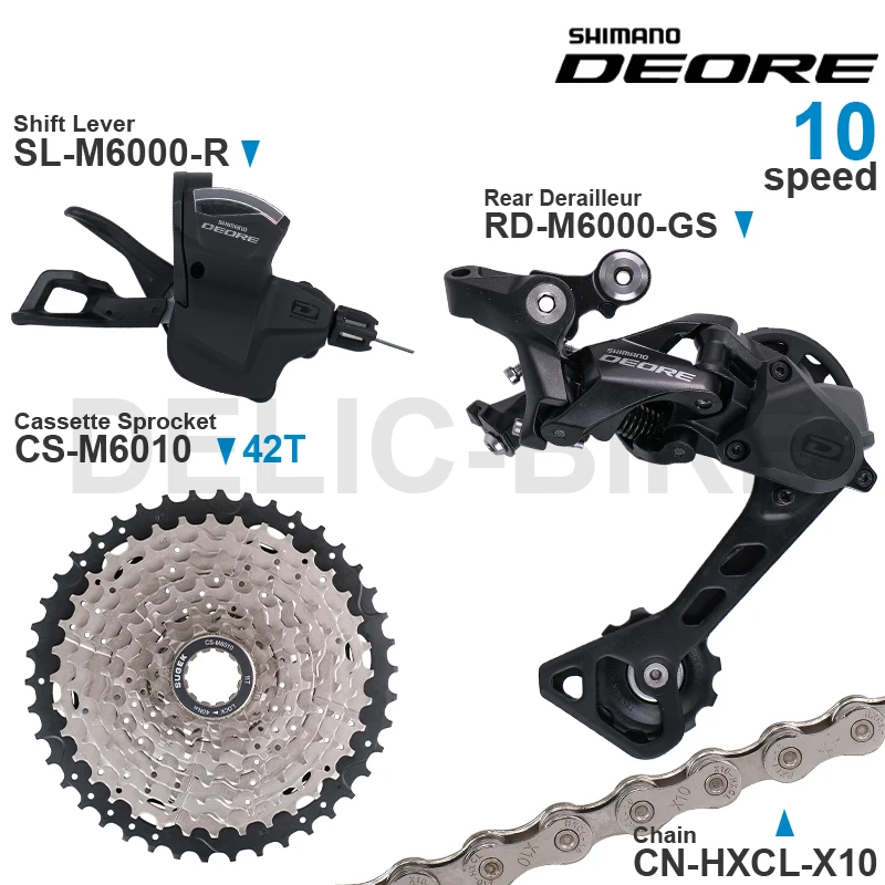 시마노 데오레 M6000 10 단 그룹 세트, 오리지널 시프터, 후방 변속기, 고품질 카세트 스프로킷, 42T, 46T, 50T ...